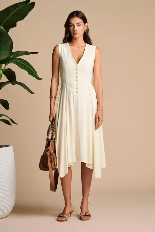 Coolibar Monroe 2.0 Midi Dress - Vanilla