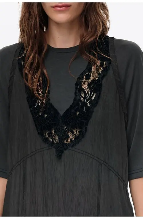 Bimba Y Lola Lace Bib Midi Dress
