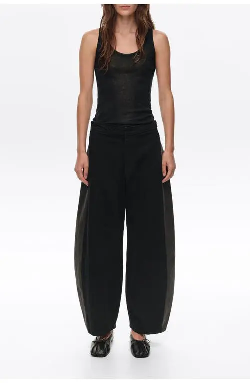 Bimba Y Lola Two-tone Adjustable Waist Denim Trousers - Black