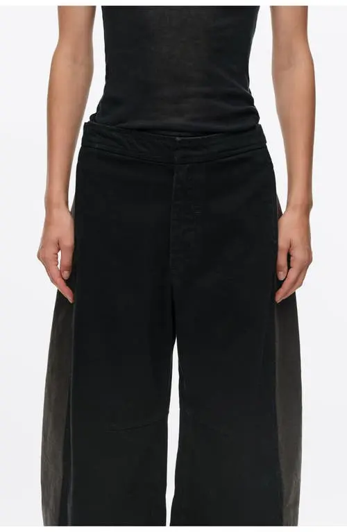 Bimba Y Lola Two-tone Adjustable Waist Denim Trousers - Black