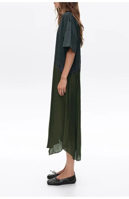 Bimba Y Lola Asymmetric Lace Overlay Midi Dress