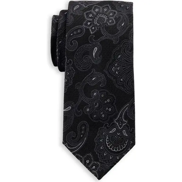 HAGGAR Big & Tall Paisley Tie - Black