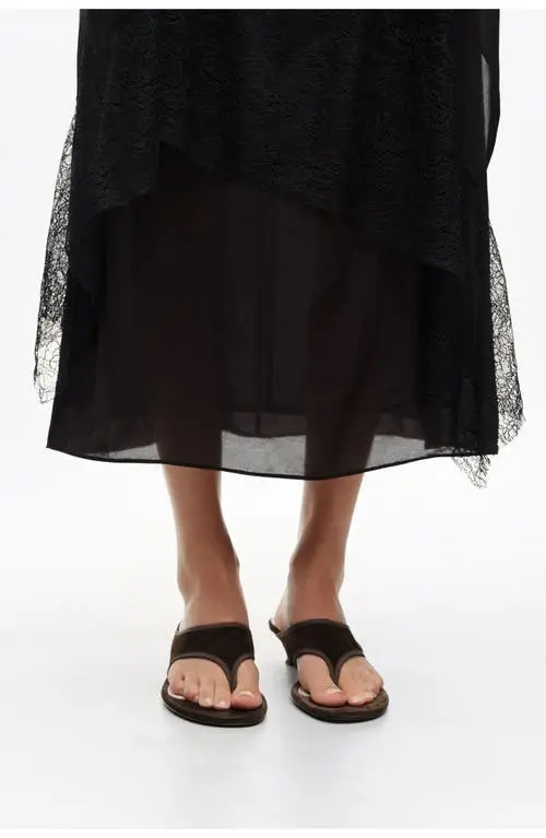 Bimba Y Lola Flowy Layered Midi Dress With Lace Trim