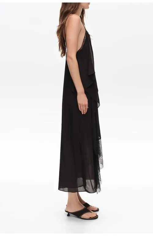 Bimba Y Lola Flowy Layered Midi Dress With Lace Trim