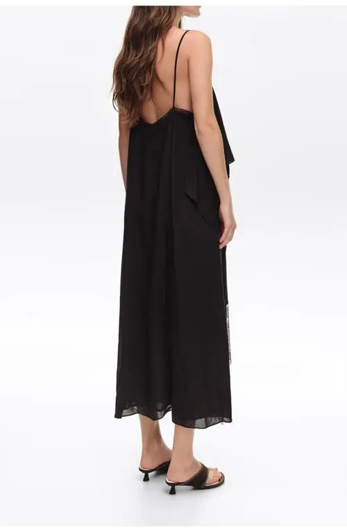 Bimba Y Lola Flowy Layered Midi Dress With Lace Trim