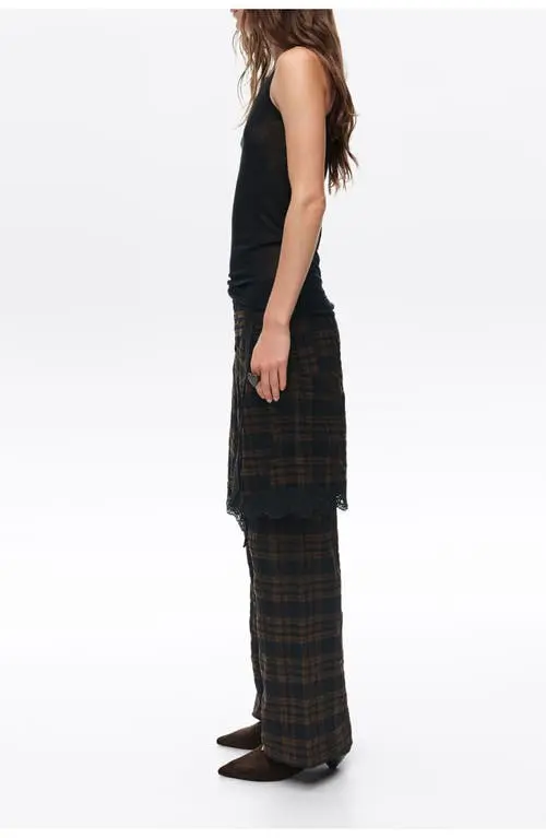 Bimba Y Lola Checked Skort With Lace Details