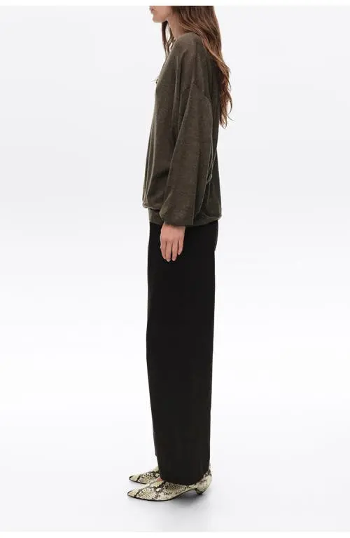 Bimba Y Lola Long Wool Blend Lace Trim Sweater - Chocolate
