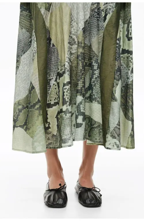 Bimba Y Lola Snake Patchwork A-line Midi Dress