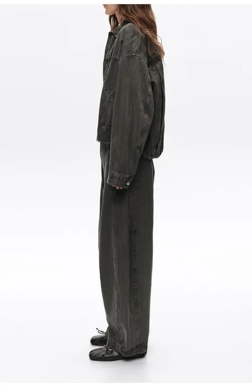 Bimba Y Lola Striped Oversize Denim Jacket