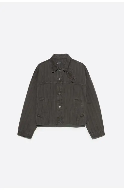 Bimba Y Lola Striped Oversize Denim Jacket