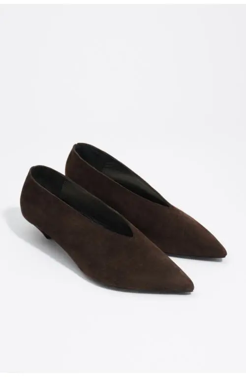 Bimba Y Lola Suede Pointed Toe Low Heel Court Shoe