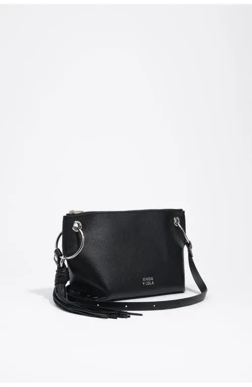 Bimba Y Lola Medium Leather Trapecio Bag - Black
