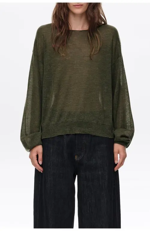 Bimba Y Lola Wool Blend Crew Neck Sweater - Khaki