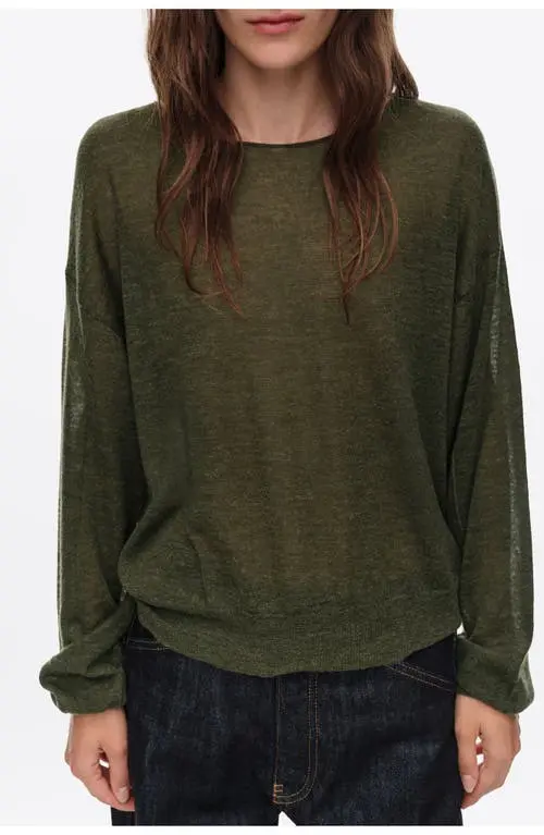 Bimba Y Lola Wool Blend Crew Neck Sweater - Khaki