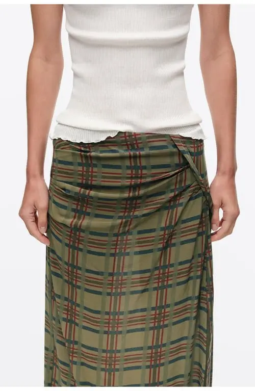 Bimba Y Lola Checked Gathered Fluid Midi Skirt