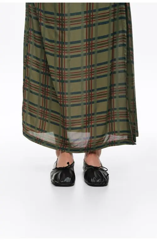 Bimba Y Lola Checked Gathered Fluid Midi Skirt