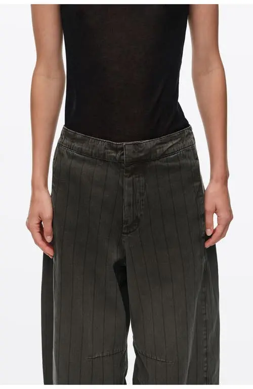 Bimba Y Lola Barrel Cut Striped Denim Trousers