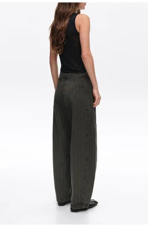 Bimba Y Lola Barrel Cut Striped Denim Trousers