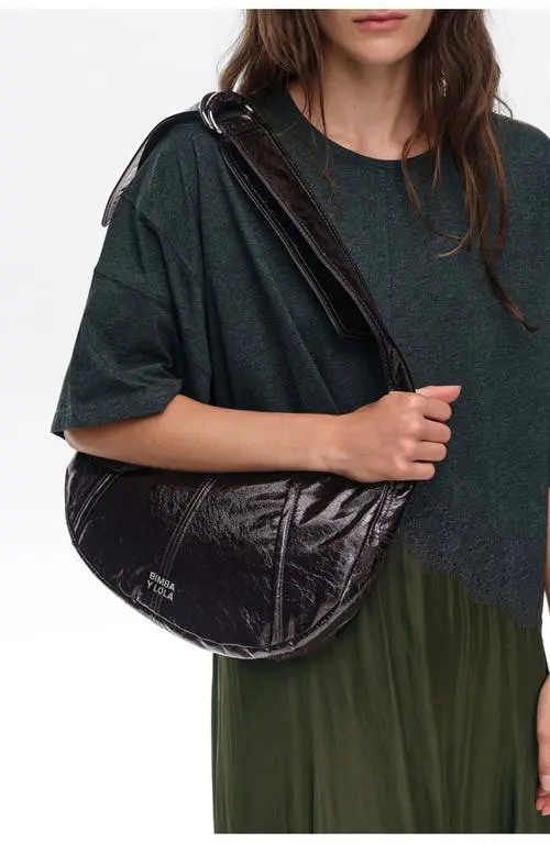 Bimba Y Lola Medium Shiny Moon Bag - Aubergine