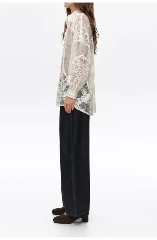 Bimba Y Lola Oversize Lace Patchwork Shirt