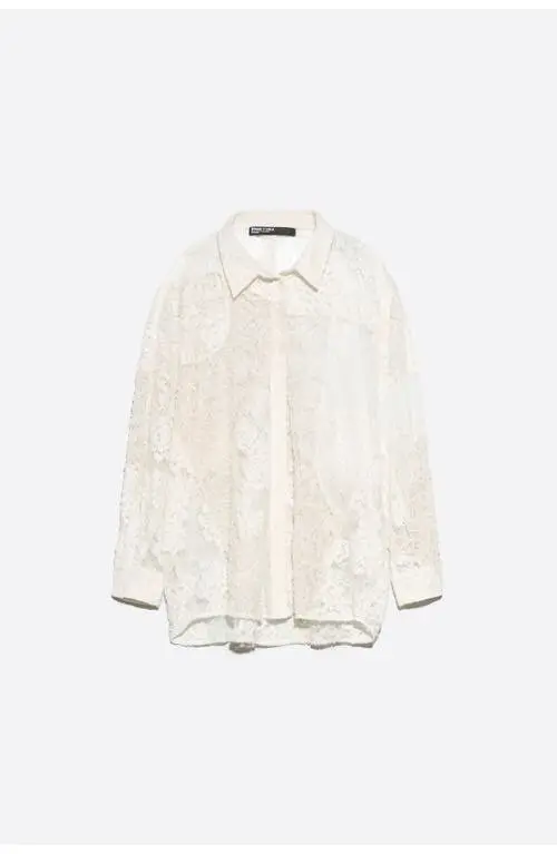 Bimba Y Lola Oversize Lace Patchwork Shirt