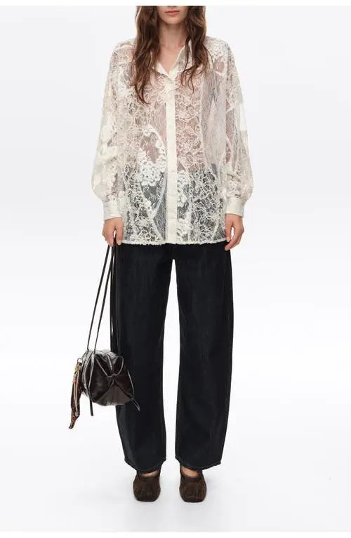 Bimba Y Lola Oversize Lace Patchwork Shirt