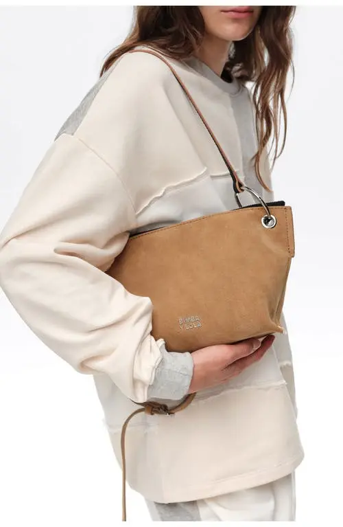 Bimba Y Lola Medium Suede Trapeze Bag - Natural