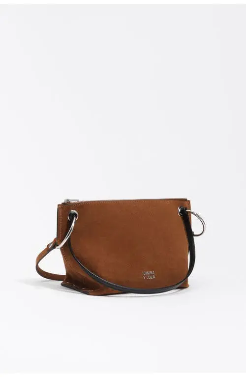 Bimba Y Lola Medium Suede Trapecio Bag - Tobacco