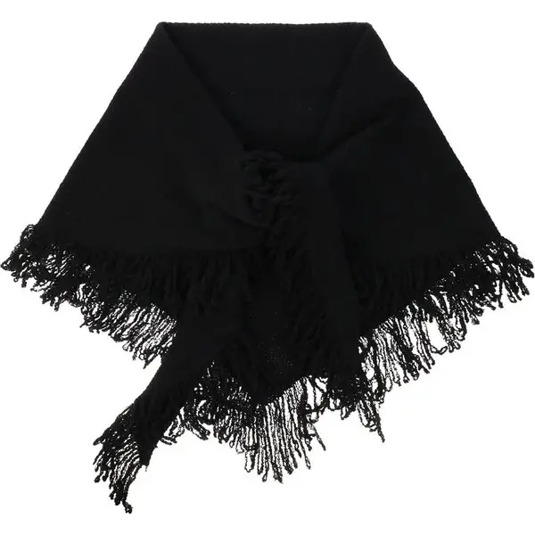 Rebecca Minkoff Knitted Triangle Scarf Wrap With Fringe - Black