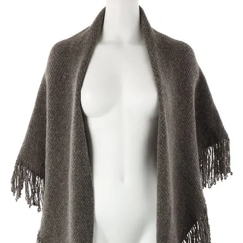 Rebecca Minkoff Knitted Triangle Scarf Wrap With Fringe - Heather