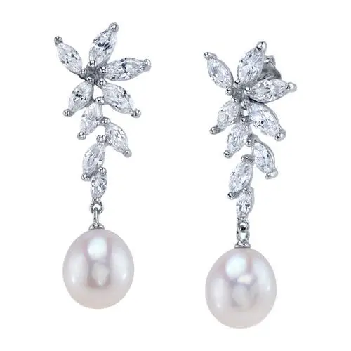 The Pearl Source White Freshwater Pearl Legacy Earrings - Sterling Silver