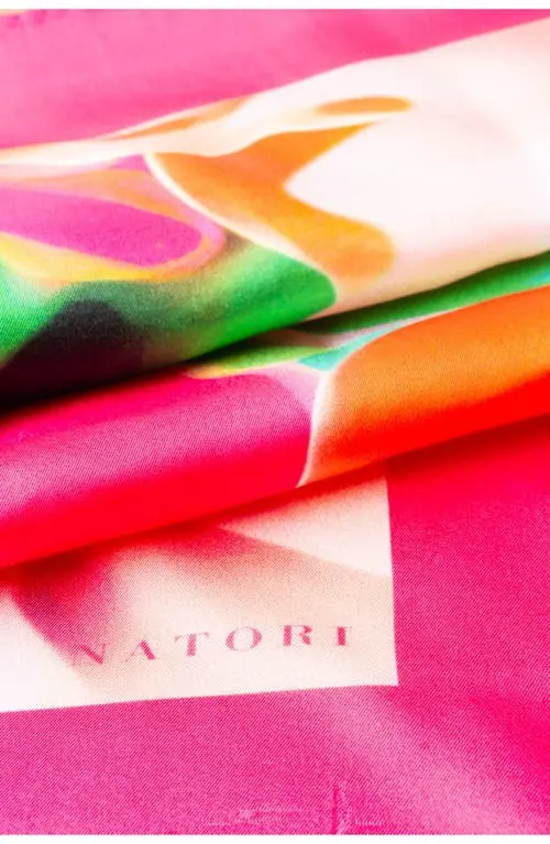 Natori Imperial Silk Scarf Dragon Print - Pink Multi