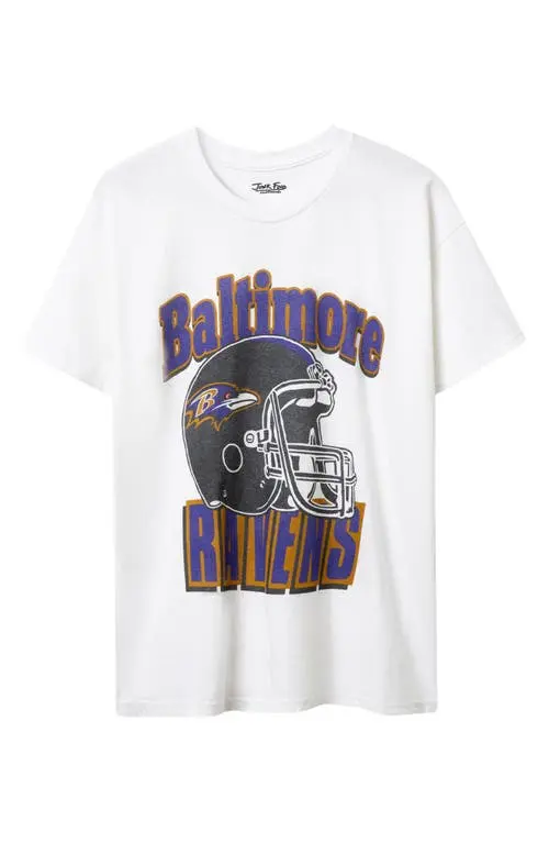 Junk Food Baltimore Ravens Throwback Helmet Cotton Graphic T-shirt - White