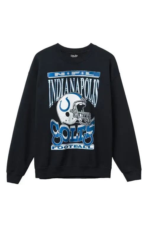 Junk Food Indianapolis Colts Helmet Flea Market Crewneck Sweatshirt - Black