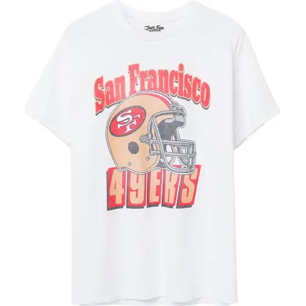 Junk Food San Francisco 49ers Throwback Helmet Cotton Graphic T-shirt - White