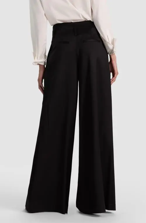 Alice + Olivia Benson Ultra High Waist Pleated Wide Leg Wool Blend Trousers