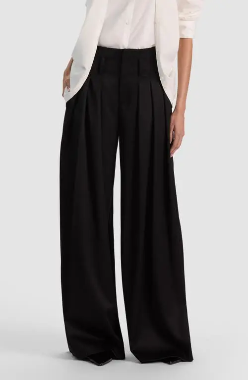 Alice + Olivia Benson Ultra High Waist Pleated Wide Leg Wool Blend Trousers