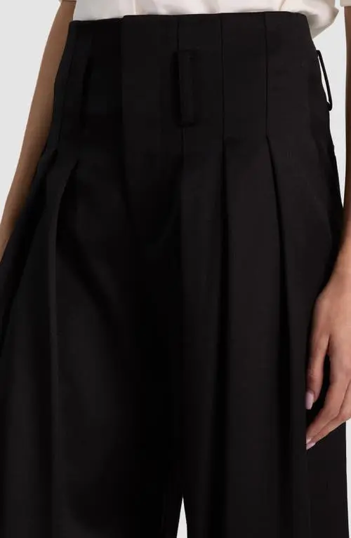 Alice + Olivia Benson Ultra High Waist Pleated Wide Leg Wool Blend Trousers