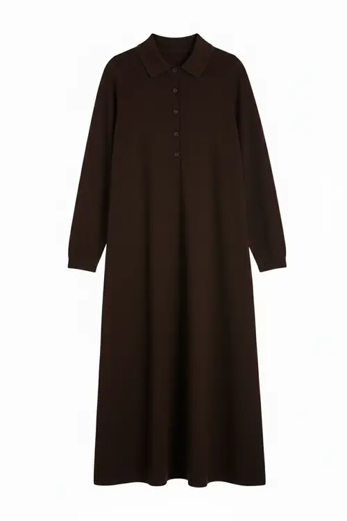 Chinti & Parker Wool-cashmere A-line Polo Dress - Chocolate