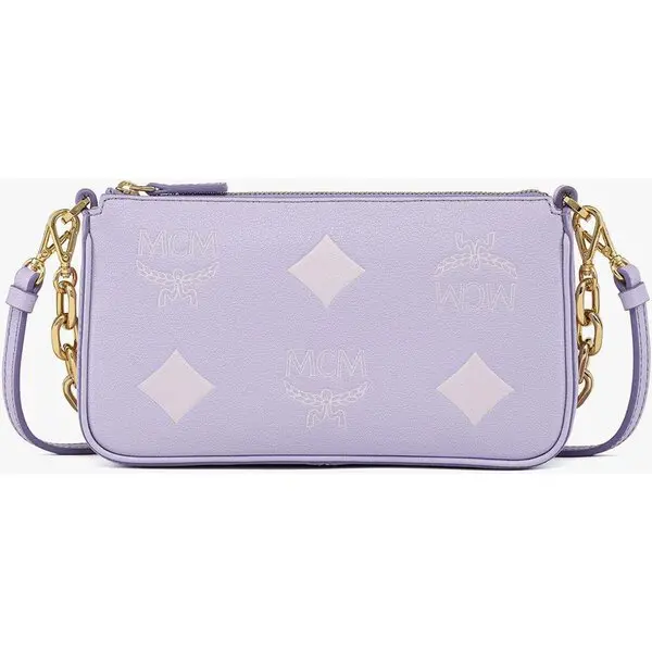Mcm Medium Aren Chain Pouch In Visetos - Purple