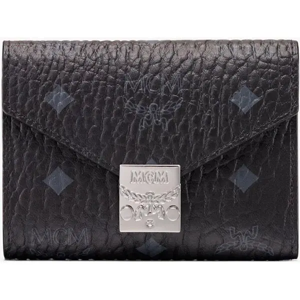 Mcm Tracy Three-fold Wallet In Visetos - Black