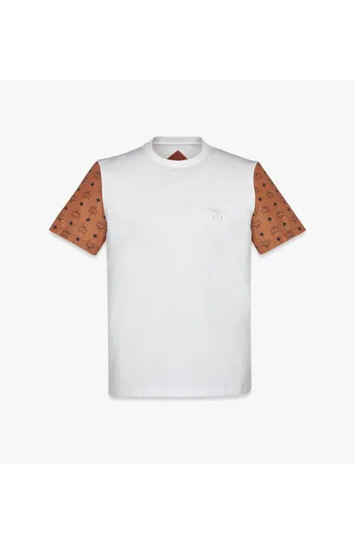 Mcm Logo T-shirt In Cotton And Monogram Econyl - White