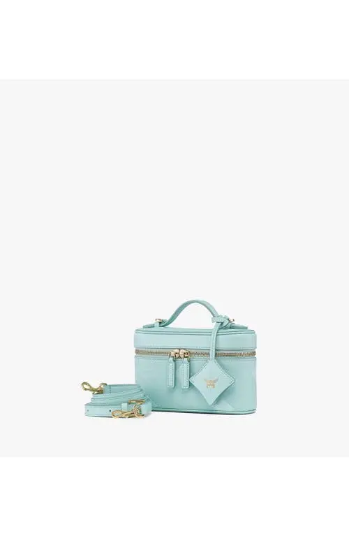 Mcm Mini Aren Vanity Case In Visetos - Green