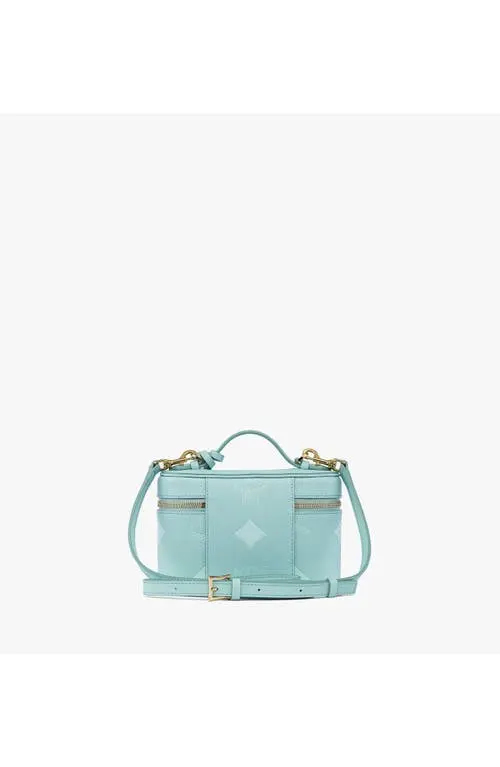Mcm Mini Aren Vanity Case In Visetos - Green