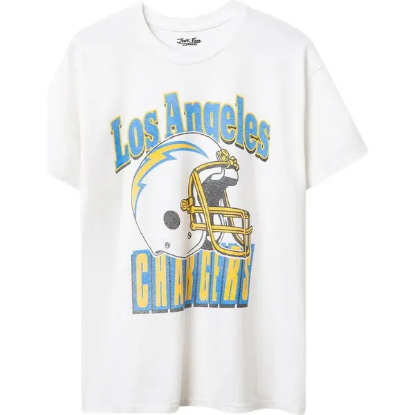 Junk Food Los Angeles Chargers Throwback Helmet Cotton Graphic T-shirt - White