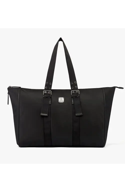 Mcm X-large Aren Nova Tote In Monogram Econyl - Black