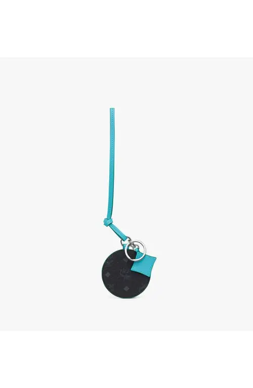 Mcm M50 Logo Charm In Visetos Leather Mix - Blue
