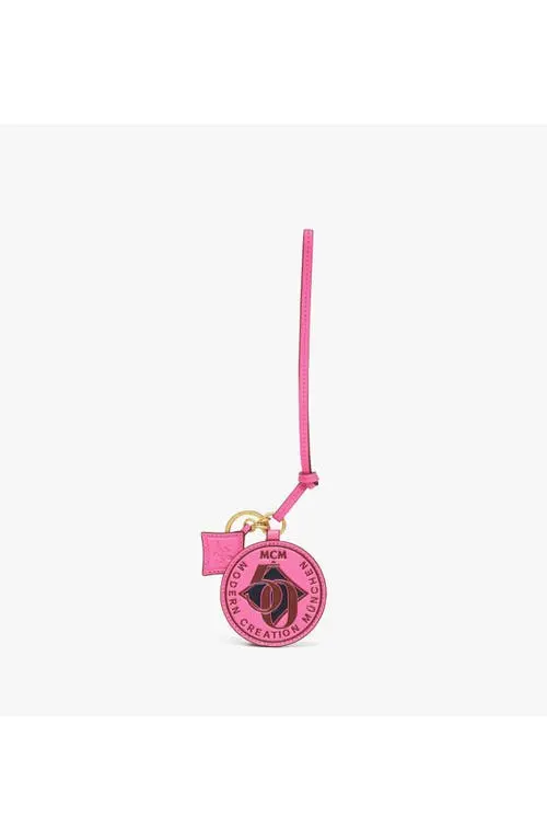 Mcm M50 Logo Charm In Visetos Leather Mix