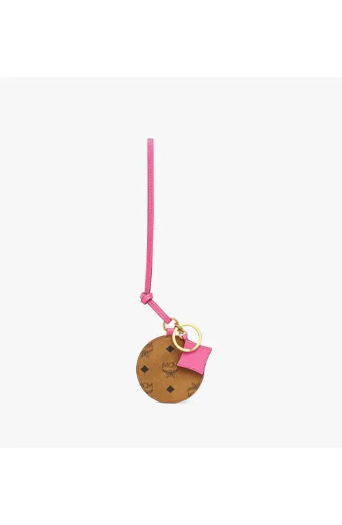 Mcm M50 Logo Charm In Visetos Leather Mix