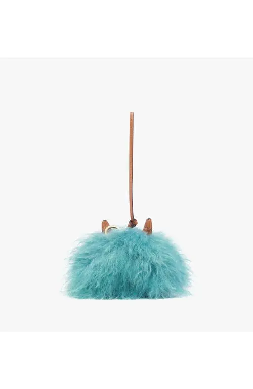 Mcm Aren Mars Dog Charm In Faux Fur And Visetos - Blue